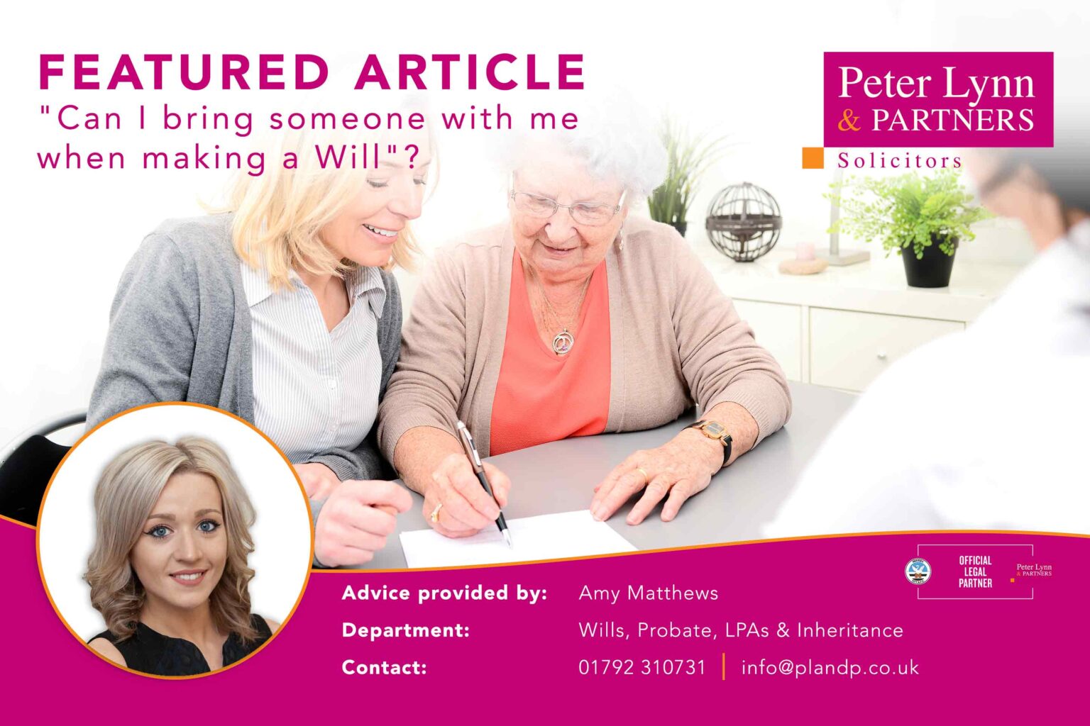 Can I bring someone with me when making a Will? | Swansea Solicitors ...